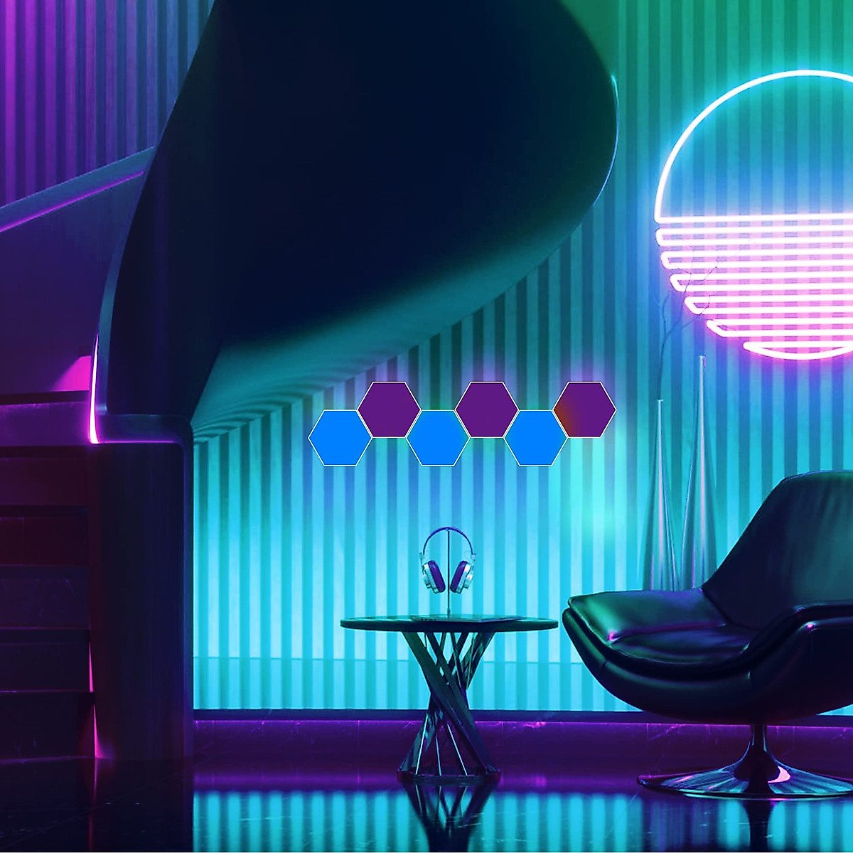 IFTHFOUR Hexagon Wall Lights, Modular, Touch-Sensitive and Remote-Controlled DIY Colorful LED Lamp with USB-Power, Used in Bedroom Living Room Game Room Party Decoration