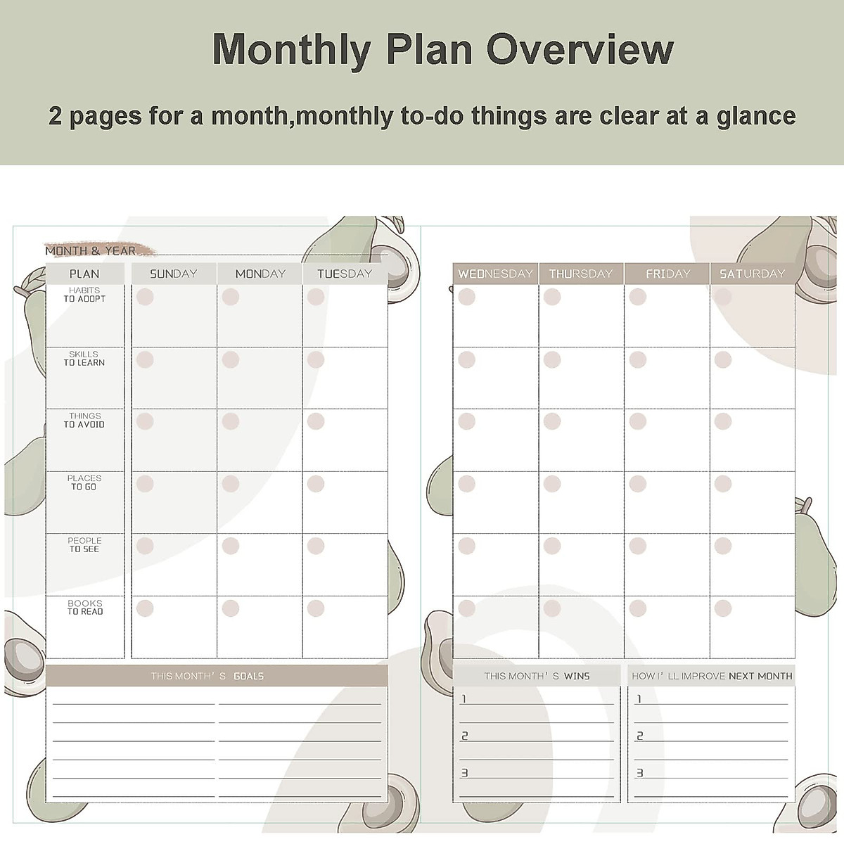 2024 Planner,12 Months Undated Monthly and Weekly Planners,Vegan PU Leather Hardcover A5 Agenda with Elastic Closure,Dotted Grid Pages,3 Bookmarks,Start Anytime - Green