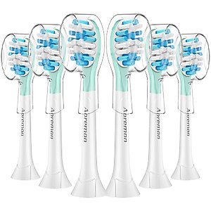 Aoremon Replacement Toothbrush Heads for Philips Sonicare C3 Premium Plaque Control HX9044/65 G3 Premium Gum Care HX9054/65, 6 Brush Heads, White