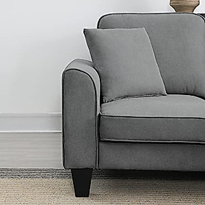 P PURLOVE Sectional Sofa, Large Sectional Sofa with 3 Pillows, U Shape Fabric Corner Couch with Backrest and Armrest, 7 Seats Sectional Couch for Living Room, Apartment, Office (Dark Grey)