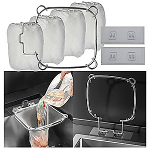 Kitchen Sink Strainer Basket with Sink Net Bag and Stainless Steel Holder Upgraded Kitchen Triangular Sink Filter Sink Food Catcher Corner Sink Strainer with Disposable Mesh Strainer Bag