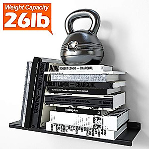 SRIWATANA Black Metal Wall Shelves, 2 Set Floating Shelves for Bedroom, Living Room, Bathroom, Kitchen - Matte Black