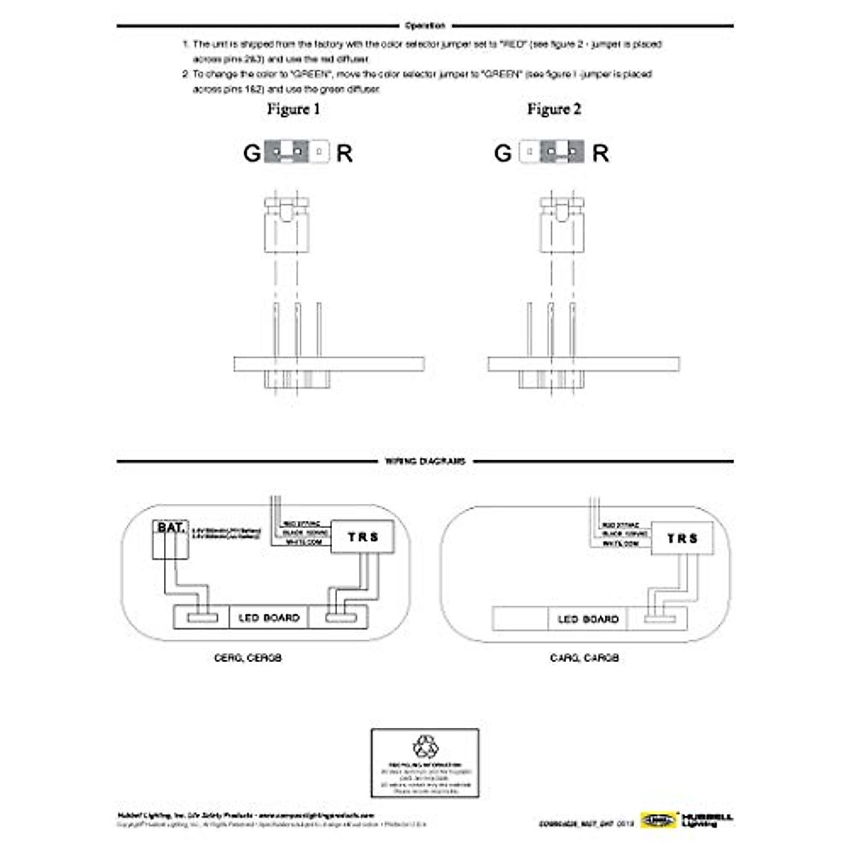 HUBBELL CER LED Emergency exit Sign, 11.6 in x 2 in x 8.2 in, White