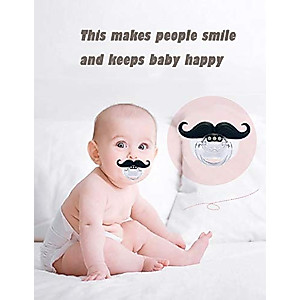 Baby Funny Pacifier Cute Kissable Mustache Pacifier for Babies and Toddlers Unisex - 0-6 Months Baby Orthodontic Mustache Pacifier BPA Free -Pack of 2 Black