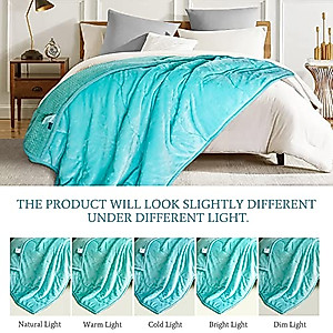 Lynnlov Thick 3 Layers Flannel Fleece Throw Blanket for Couch 50" x 60", Soft Decorative Microfiber Plush Blankets,Luxury Comfy Cozy Velvet Blanket for Sofa Chair Bed, Winter, Warm, Breathable, Aqua