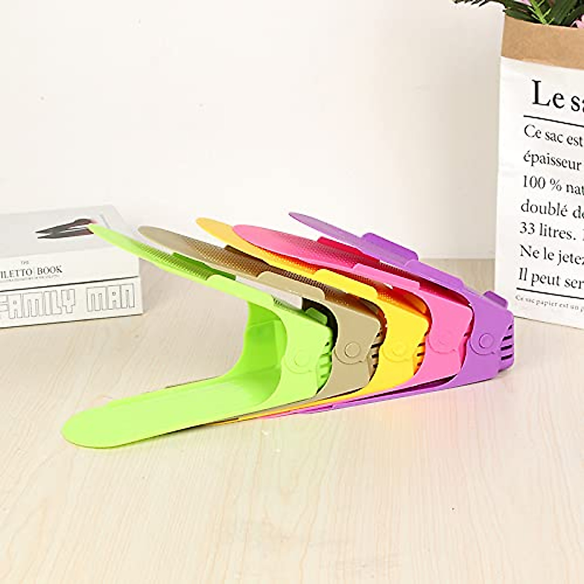 Bonlting 8pcs Shoe Slots Organizer Adjustable Shoe Stacker Double Layer Stack Shoe Holder Space Saver Shoe Rack Storage Shoe Stacker for Closet Organization