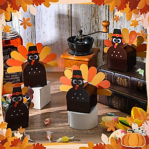 Cholemy 50 Pcs 3D Thanksgiving Gift Boxes DIY Thanksgiving Treat Boxes Thankful Turkey Goodies Box Candy Box Cupcake Box Thanksgiving Party Favor for Table Centerpiece Decoration, 2.36x2.36x1.97''