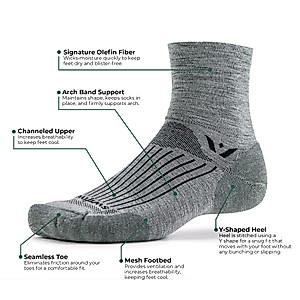Swiftwick- PURSUIT FOUR Cycling & Trail Running Socks, Merino Wool (Black/Coal, Large)