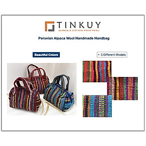 TINKUY PERU Woven Purse, Multicolored Rainbow Handmade Purse, Peruvian Boho Chic Bag Small Handbags For Women, (Red)