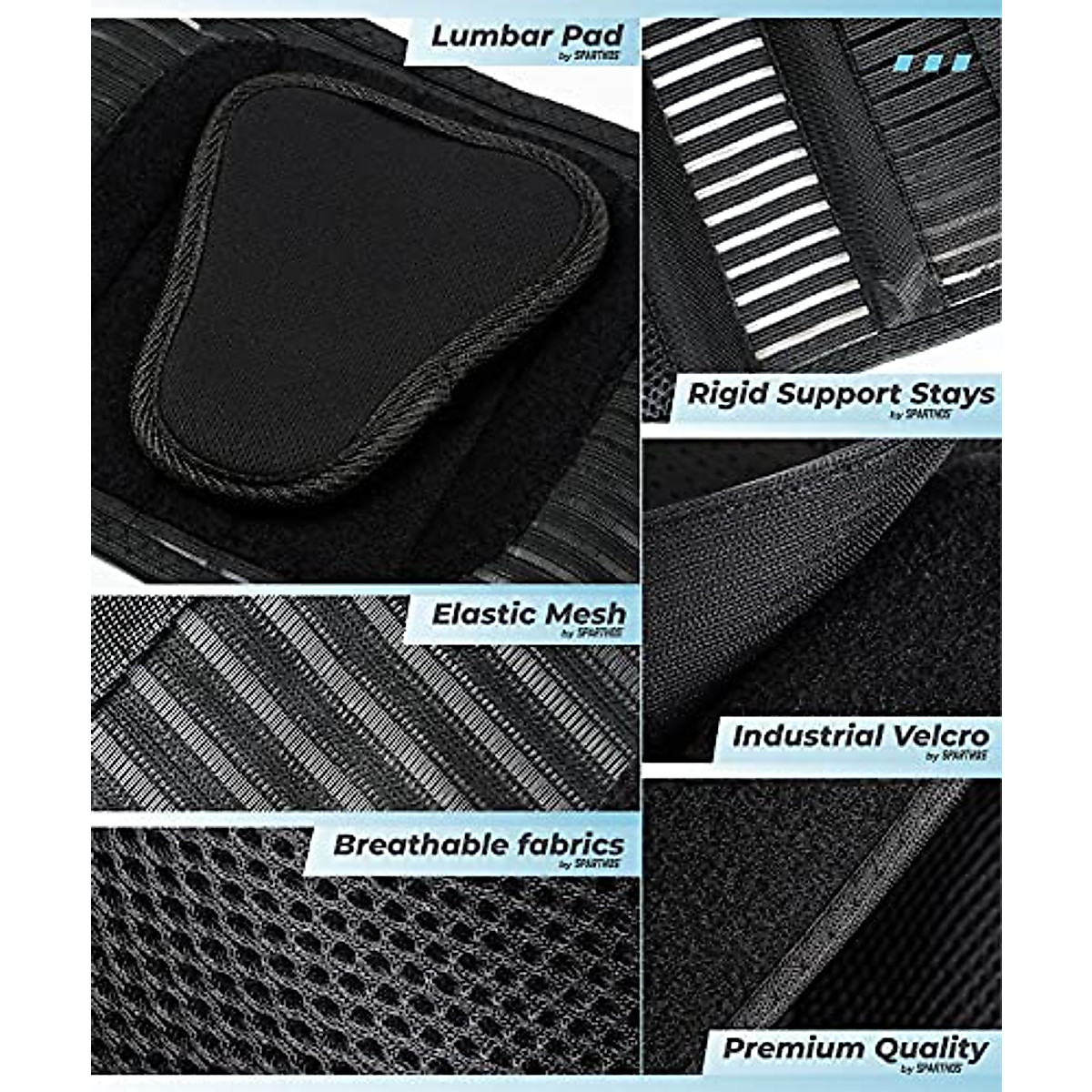 Sparthos Back Brace Immediate Relief from Back Pain, Herniated Disc, Sciatica, Scoliosis and more! - Breathable Mesh Design with Lumbar Pad- Adjustable Support Straps- Lower Back Belt- Size Large