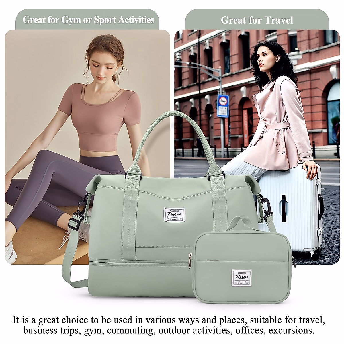 Weekender Bags for Women,Personal Item Travel Bag with Shoes Compartment,Overnight Travel Duffel Bag with Toiletry Bag