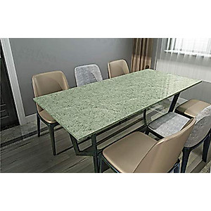 Simplemuji Green Glossy Adhesive Paper Marble Granite Look Effect Countertops Vinyl Film Wallpaper Waterproof Oilproof Adhesive Removable Sticker 12inch X 79inch