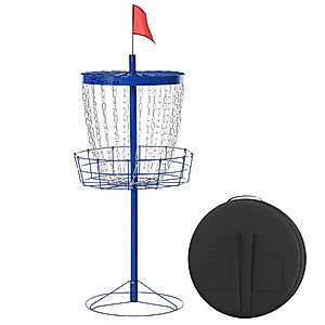 Soozier Portable Disc Golf Basket Target with 24-Chain, Travel Bag, Dark Blue