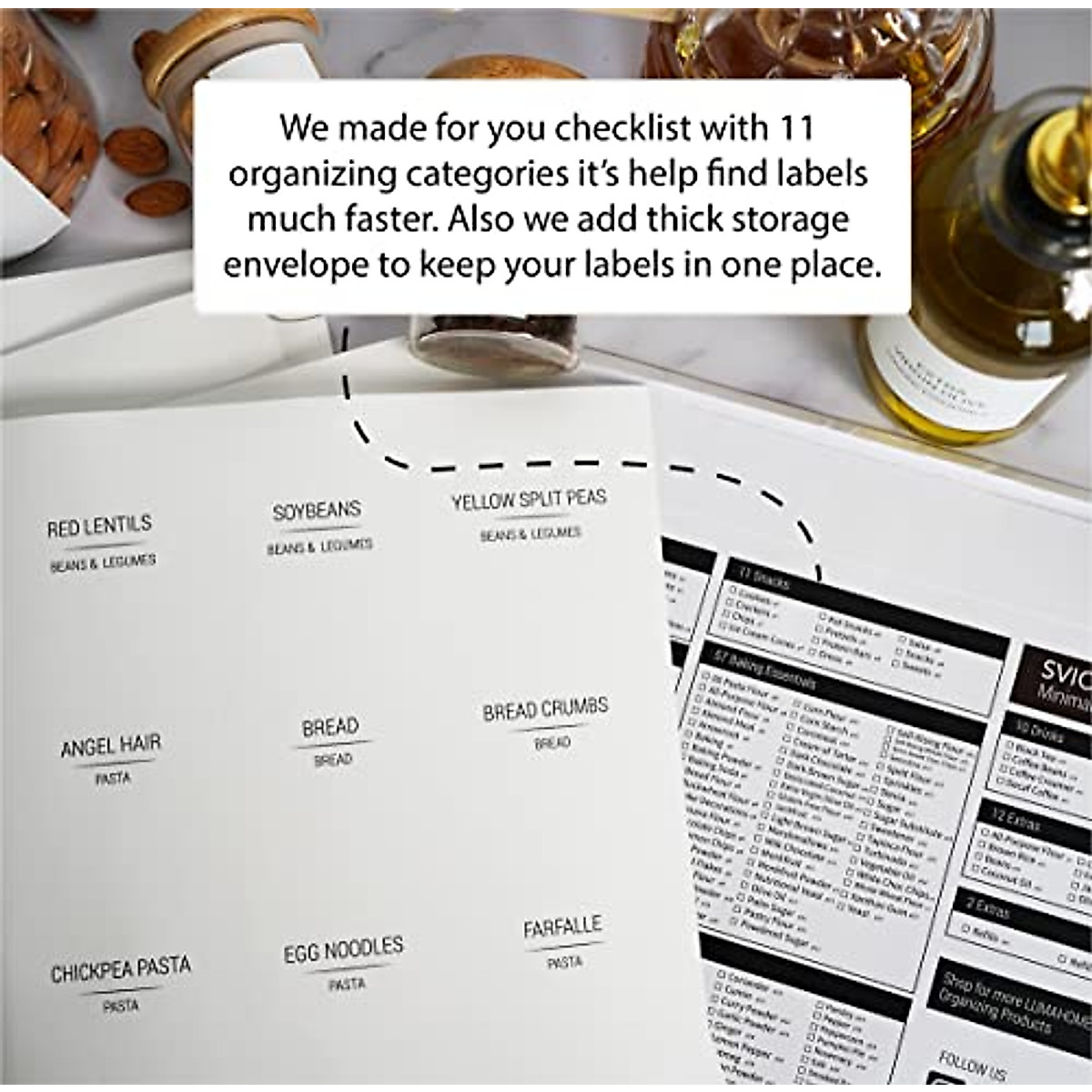 205 Kitchen Labels for Food Containers | Minimalist Labels for Jars Containers | Black Text on White Matte Jar Labels Stickers | Pantry Labels for Containers | 33 Spice Labels Spice Rack Organizations