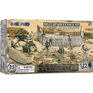 Click N' Play Military Toy Play Set | Trench Defense Unit Action Figures | 25 Pieces Army Men Toys for Boys | Military Toys for 3 Year Old Boys and Older