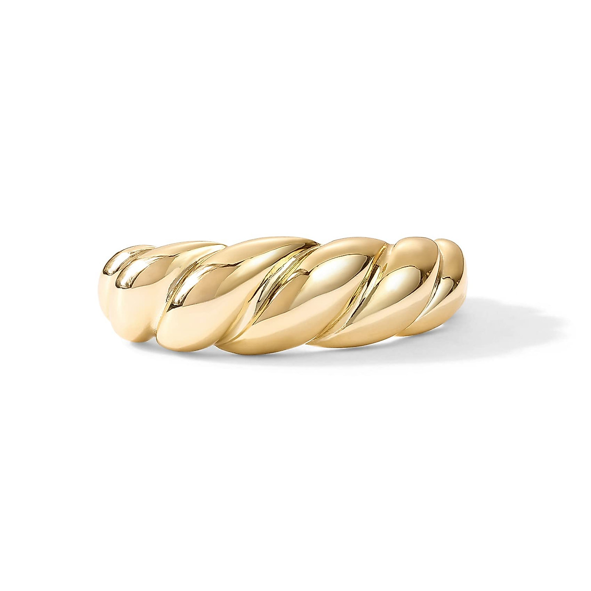 PAVOI 14K Yellow Gold Plated Croissant Ring Twisted Braided Gold Plated Ring | Chunky Signet Ring | Size 5