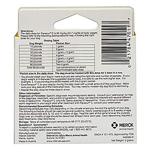 Panacur C Canine Dewormer (Fenbendazole), 1 Gram, Yellow, 3 Count (Pack of 1)