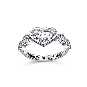 925 Sterling Silver Cute Animal Engraved Always in My Heart Guinea Pig Pet Hamster Ring for Women Memorial Gift, Size 7