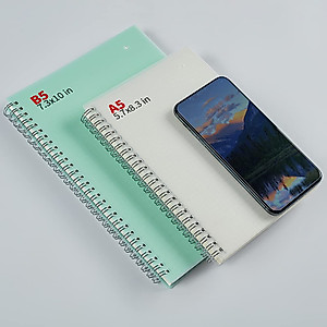 2 Pack B5 Spiral Bullet Dotted Journal with 120gsm Thick Paper, Dot Grid Spiral Notebook with Plastic Hardcover and Elastic Band Closure, 80 Sheets Per Pack 7.3X 10 inches