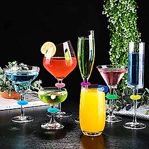 LOVEWEE 24 Pcs Wine Glass Charms Markers Drink Markers, Silicone Wine Glass Markers Glass Identifiers for Glass Cup Champagne Flutes Cocktails, Martinis