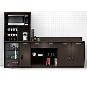 Breaktime Coffee Break Lunch Room Furniture Buffet Model 3257 4 Piece Group Color Espresso - Factory Assembled (NOT RTA) Furniture Items ONLY.