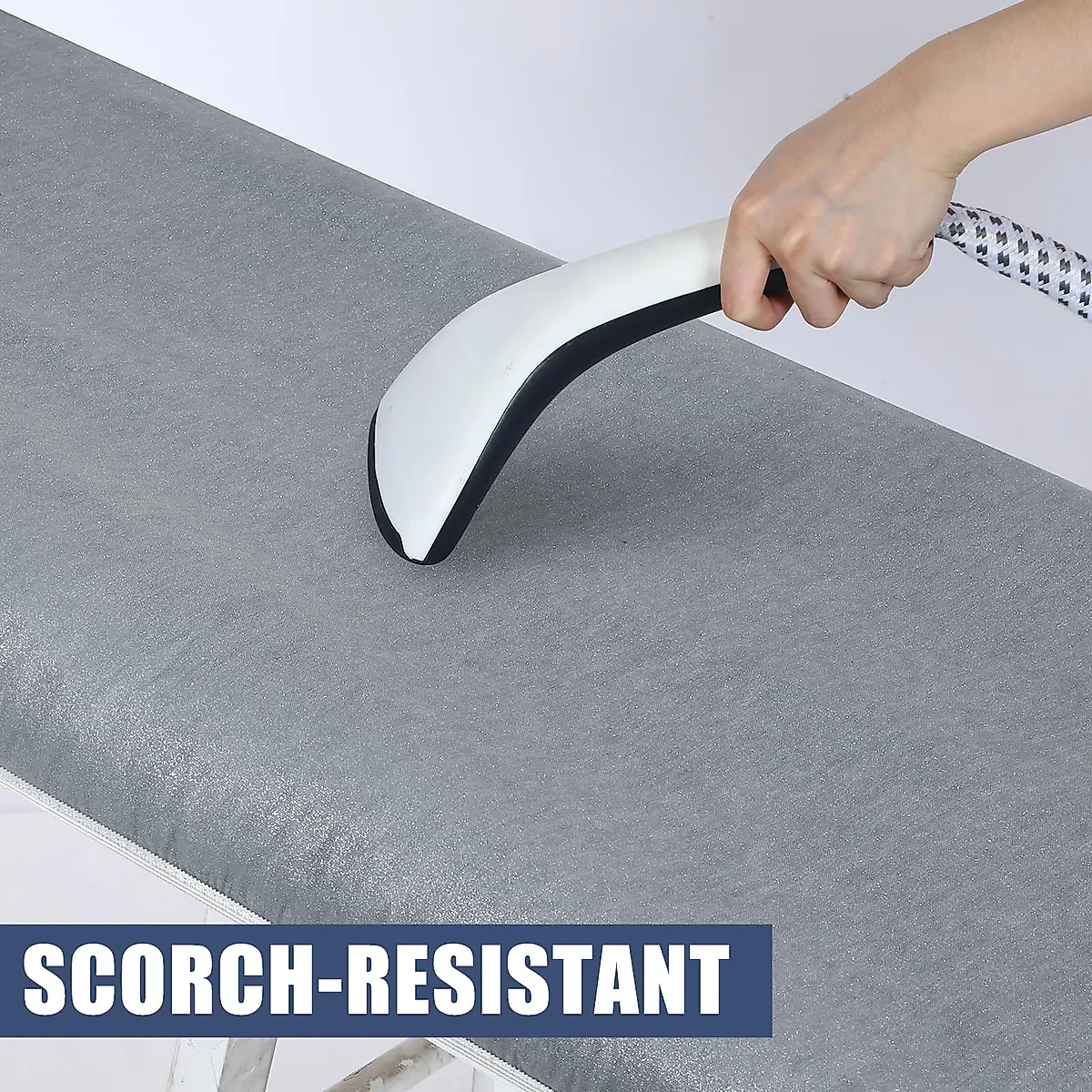 Hushee 2 Pack 19'' x 58'' Ironing Board Cover and Pad Scorch and Stain Resistant Iron Cover for Ironing Board with Elastic Edge Protective Scorch Mesh and 4 Fasteners for Home, Gray and Blue