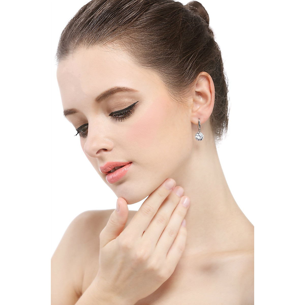 SBLING Platinum-Plated Sterling Silver Drop Earrings Made with Austrian Crystals