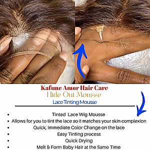 Kafune Amor Premium Lace Melting Mousse - Tinted Quick-Drying Mousse for Lace Wigs, Natural Finish, Ideal for Braids and Baby Hairs - Expresso Dark Brown