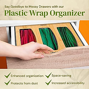 ML Products Resealable Bag Storage Organizer, 4-in-1 Baggie Organizer with Engraved Labels, Bamboo-Made, Waterproof Baggie Organizer for Drawer and Wall, Easy Clean, No Assembly Storage, 12.4” x 13.5”