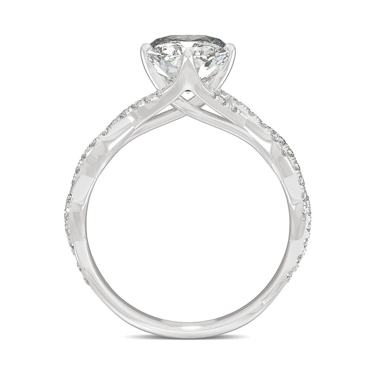 Charles & Colvard Created Moissanite 9x7mm Radiant Cut Statement Ring for Women | 3.1 cttw DEW | Lab Grown | Solid 14K White Gold with Rhodium | Size 7