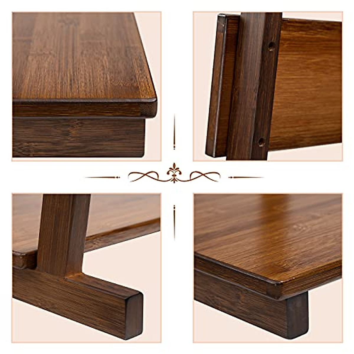 AbocoFur Bamboo Portable Floor Chair, Japanese Style Legless Tatami Chair with Back Support, Home Bay Window Lazy Backrest Chair, Meditation Floor Seating for Living Room, Bedroom,Walnut