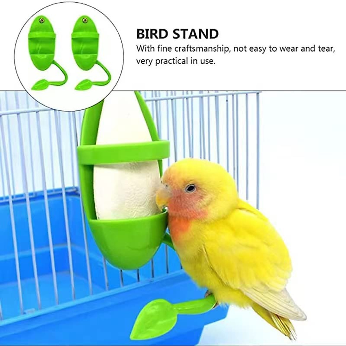 Bird Feeding Cup Rack Bird Food Holder Cuttlebone Holder Bird Cage Bowl Stand Food Fruit Holder for Cockatiel Parrot Macaw Birds Small Animal 2 Pack