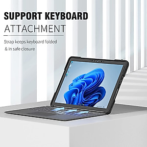 Junfire Protective Case for Microsoft Surface Go 4 (2023)/Surface Go 3 (2021)/ Surface Go 2 (2020), Rugged Surface Go Case with Hand Strap/Kickstand, Compatible with Type Cover Keyboard-Black