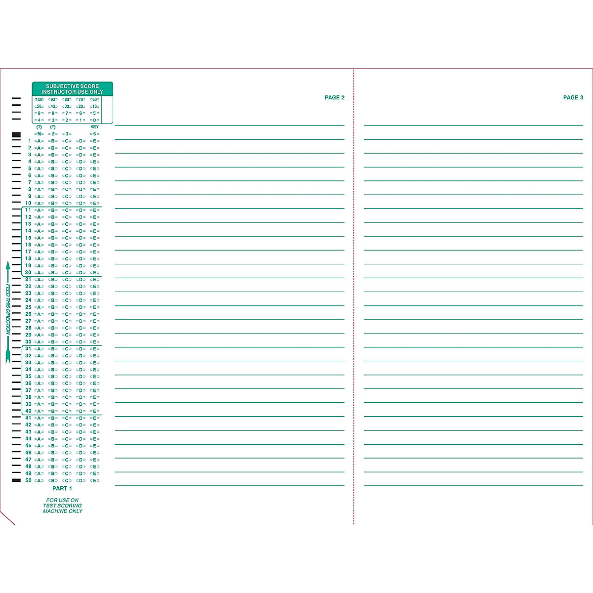 TEST-886E 886-E 100 Question Compatible Testing Forms (50 Sheet Pack)