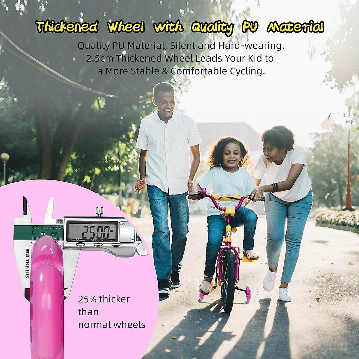 PRUNUS Flash Bike Training Wheels for 14 16 18 20 Inch.Training Wheels for Kids Bike is Heavy Duty.Bicycle Training Wheels is Suitable Single Speed Bike