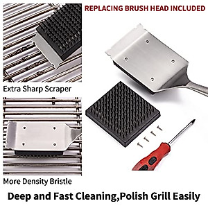BBQ Grill Tools Set Accessories,Rose Wooden 17'' Heavy Duty Essential Grilling Barbecue utensils with Super Thick Stainless Steel Spatula,Clean Brush,Tongs,Knife for Outdoor grill. Grill Gifts for Men