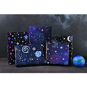 Titiweet Galaxy Wrapping Paper,Birthday Wrapping Paper for Men Women, 12 Sheets Constellation Wrapping Paper for Birthday Wedding Christmas, 20x28 Inches Per Sheet (Galaxy Constellation(12 sheets))