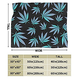 DICITNET Blue Leaves Weed Blanket Throw Blanket Lightweight Microfiber Blankets for Bed Couch Sofa Blanket Quilt 80"X60"