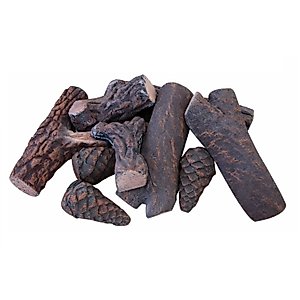 Small Gas Fireplace Logs 9 Piece Set of Ceramic Wood Logs. All Types of Indoor, Gas Inserts, Ventless & Vent Free, Electric, or Outdoor Fireplaces & Fire Pits. Realistic Clean Burning Accessories