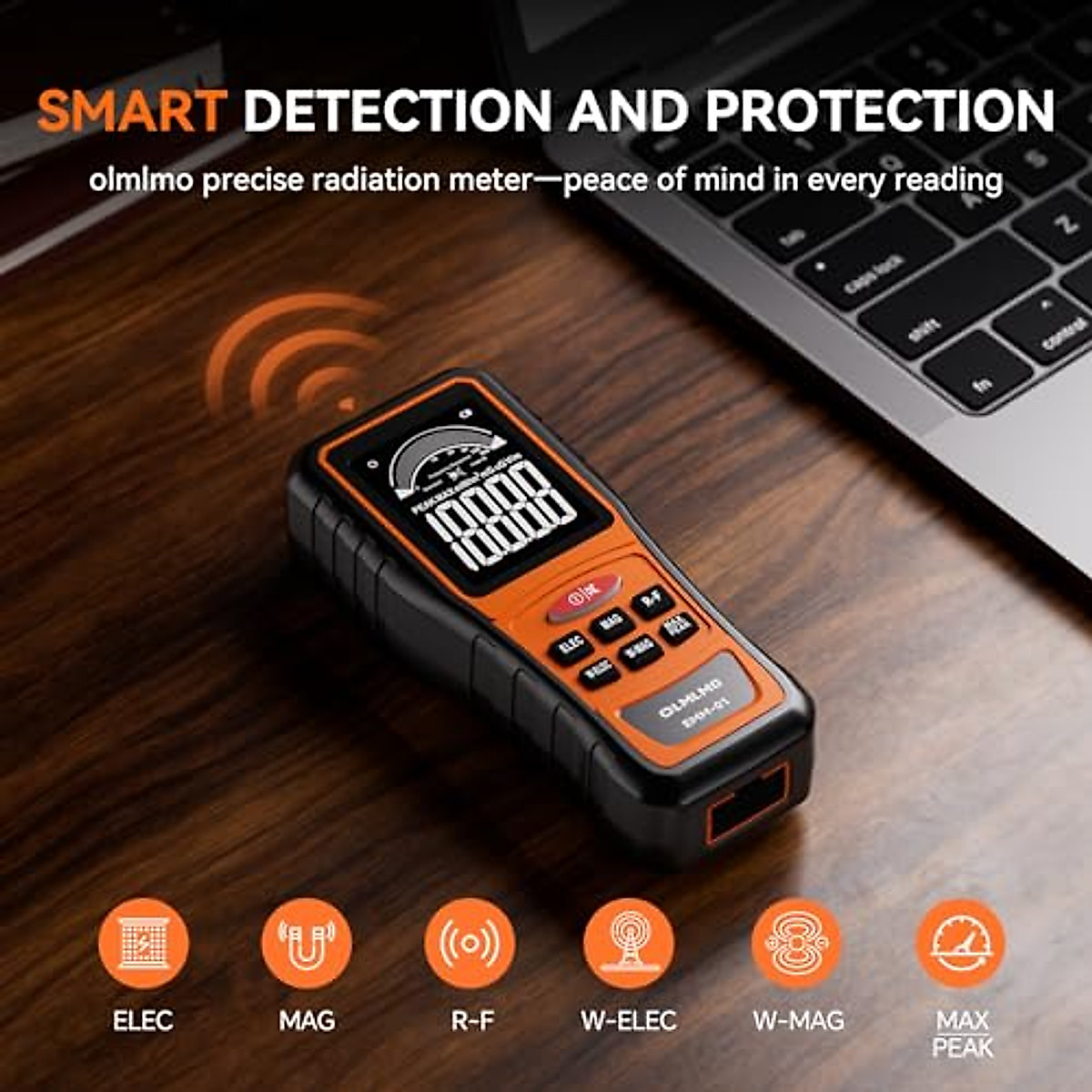 olmlmo Emf Meter,Electric Field, Radio Frequency Field, Magnetic Field Strength Meter,Rechargeable Radiation Detector for 5g Cell Tower, WiFi Signal Detector,Emf Inspections,Ghost Hunting