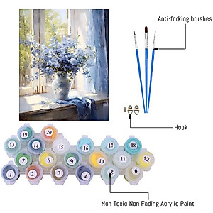 Nzhidey Flowers Paint by Numbers Kit for Adults-Flowers Paint by Numbers on Canvas, DIY Acrylic Flowers Paint by Number Kits for Wall Hanging Home Room Decor Gift 16x20inch