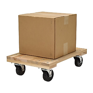 Vestil HDOS-1624-12 Solid Deck Hardwood Dolly with Hard Rubber Casters, 1200 lbs Capacity, 24" Length x 16" Width x 6-3/4" Height, Brown