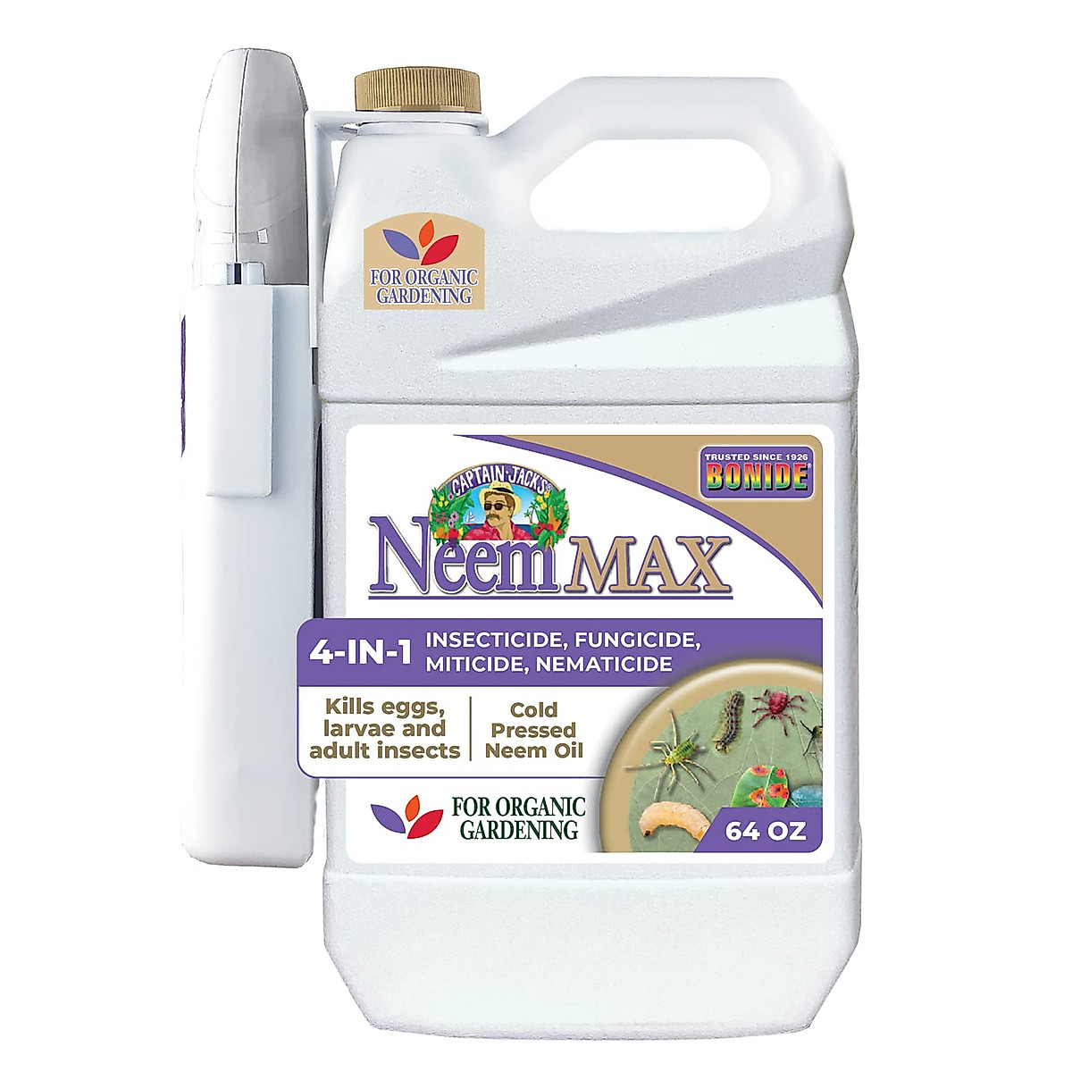 Bonide Captain Jack's 64 oz Neem Max Cold Pressed Neem Oil Spray for Indoor or Outdoor Plants & Organic Gardening