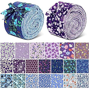 80 Pcs Cotton Fabric Roll up Fabric Strips Bundle Quilting Fabric Precut Roll for Quilting Cloth Patchwork Sewing Craft Blanket Rug Purse Making (Floral Style)