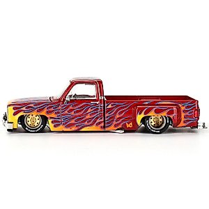 True Scale Miniatures Model Car Compatible with Chevrolet Silverado Dually on Fire V1 Red with Flames Limited Edition 1/64 Diecast Model Car Kaido House KHMG127