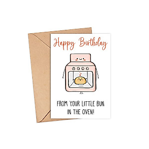 Yanashop88 Happy Birthday From Your Little Bun In The Oven Card - Birthday Card From The Bun - Funny Cute Birthday Card - Pregnancy Birthday Card For Her - Pregnancy Birthday Card - Greeting Card
