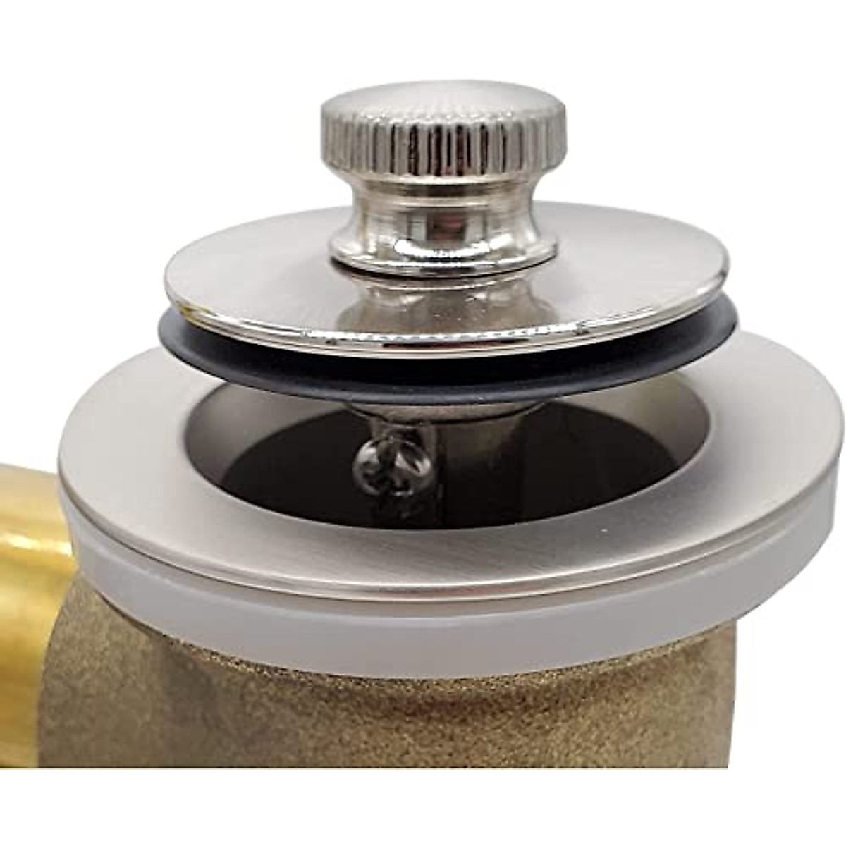 Westbrass D941K-07 1-3/8" Fine Thread Twist & Close Bathtub Drain Trim with One-Hole Overlfow Faceplate, Satin Nickel