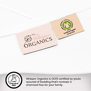 Whisper Organics, 100% Organic Cotton Sheets - 300 Thread Count Bed Sheets Set - Premium Quality Sheets - Deep Pocket Sheet Set - GOTS Certified, White (Full Size)