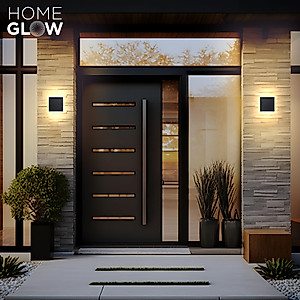 HOMEGLOW Edge LED Wall Light, Outdoor or Indoor Use. Black Modern Wall Sconce. Waterproof IP65. Warm White 3000k. AC 12W Hardwired. Durable Aluminum.