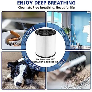 KJ80 Replacement Filter Compatible with Druiap KJ80 Air Purifier, 360° Rotating 3-in-1 Filter of H13 True HEPA Filter, Activated Carbon and Pre-filter, Compared to part# AF3080, 2 Pack(NOT FOR KJ150)